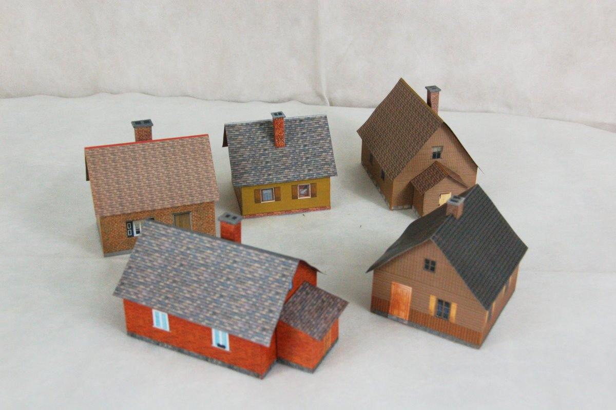 Ho Scale Paper Model Models Of A Group Of Large Houses For Kids And Tr ...