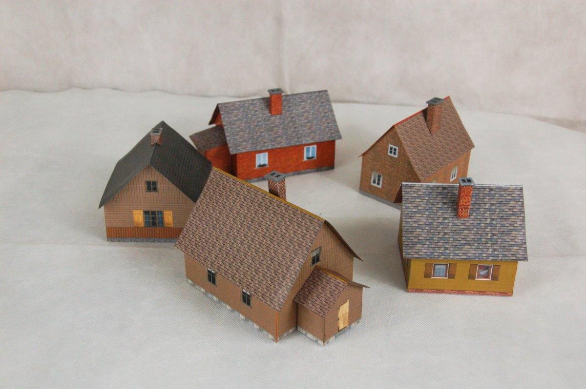 Ho Scale Paper Model Models Of A Group Of Large Houses For Kids And Tr ...