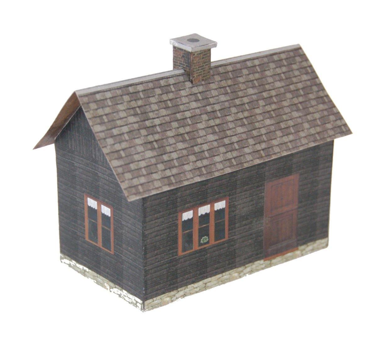 Ho Scale Paper Model Dark Wood Small House – Model Scenery Center