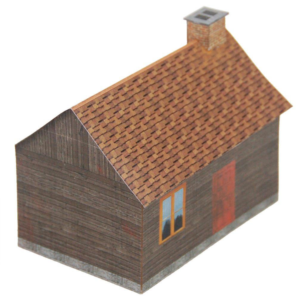 Ho Scale Paper Model Dark Wood Small House – Model Scenery Center